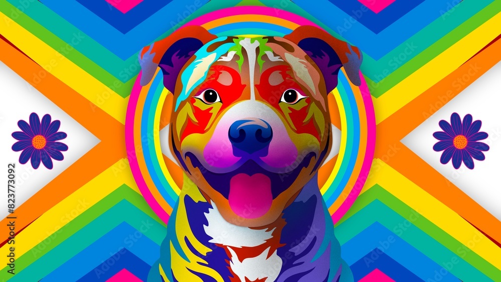 Smiling dog, dog portrait in lgbtq pride rainbow colors concept art ...