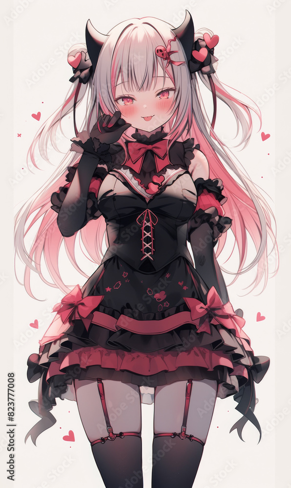 Cute anime female vampire character portrait Stock Illustration | Adobe ...