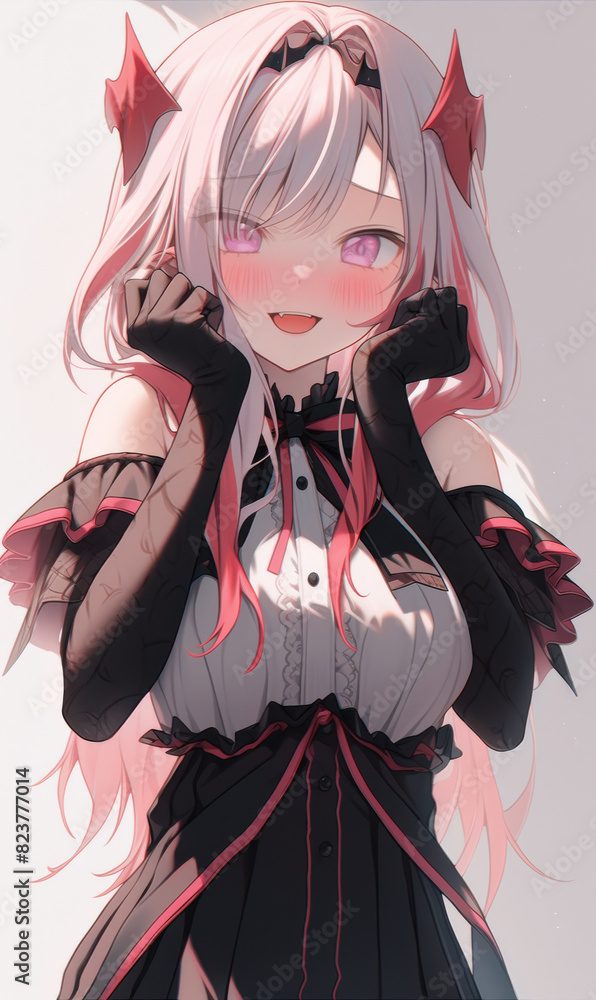 Cute anime female vampire character portrait Stock Illustration | Adobe ...