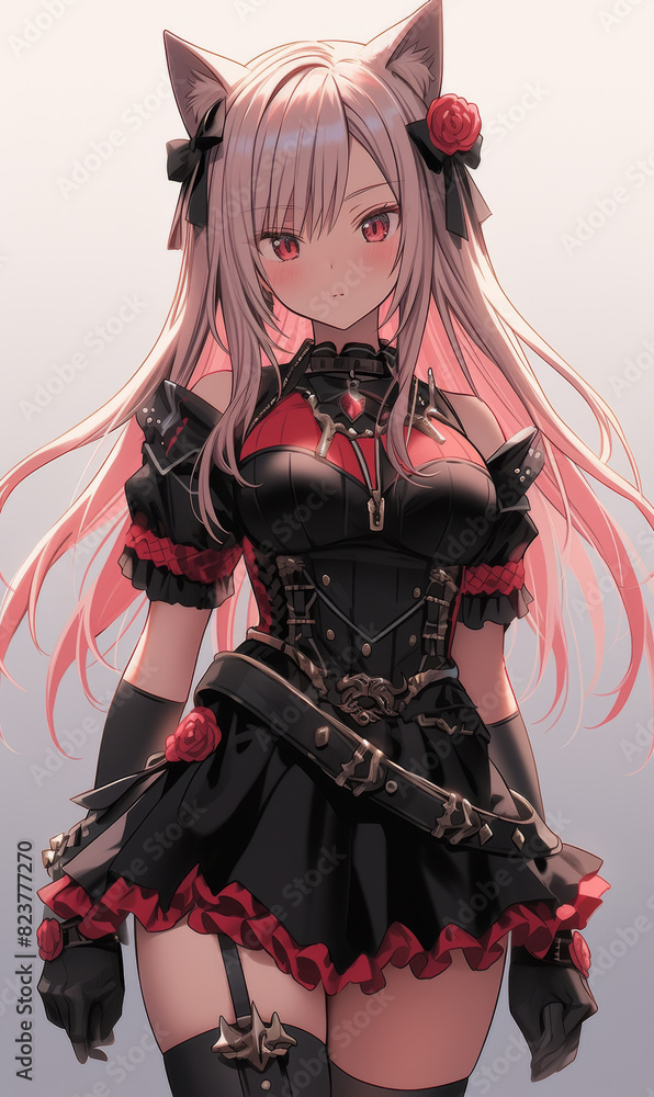 Cute anime female vampire character portrait Stock Illustration | Adobe ...