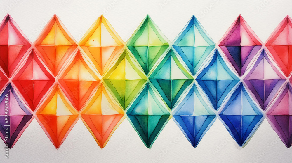 Rainbow Watercolor Painting, diamond pattern design, background texture ...