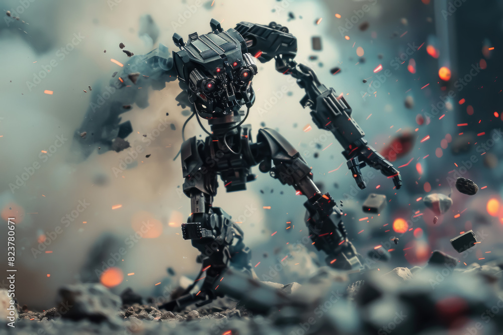 Robot Apocalypse Battlefield, studio photography, futuristic robots ...