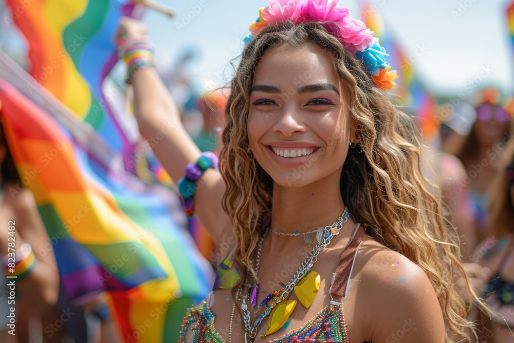 A vibrant and inclusive Pride parade filling the streets with colorful ...
