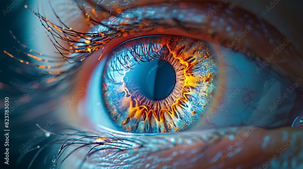 Ophthalmology illustration of human eye anatomy highlighting cornea ...