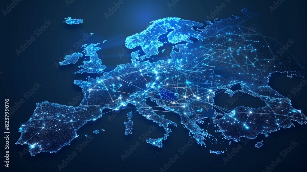 European telecommunication and data transfer networks with global ...