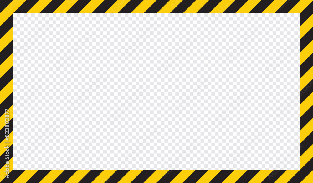 Yellow and black caution tape square frame, warning sign border template.Blank vector ...