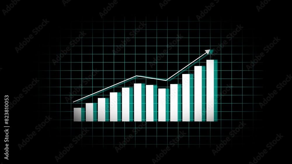 Growing graph icon with arrow symbol.Increase bars icon isolated on ...