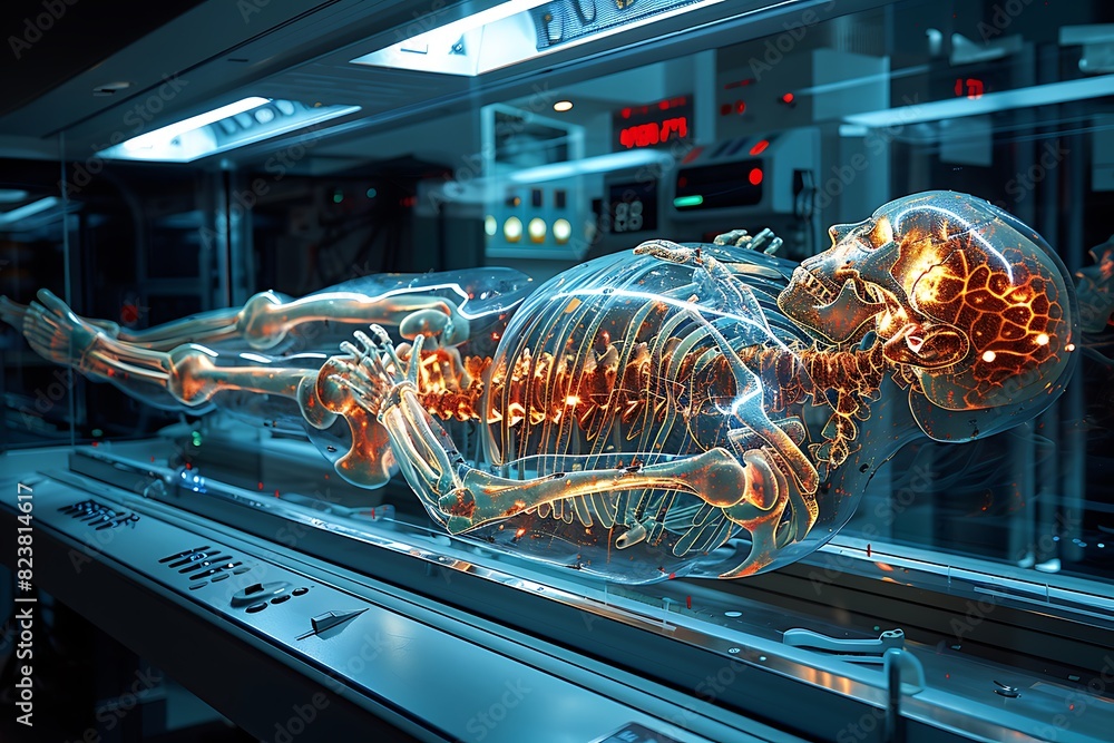 Radiology diagram of fluoroscopy procedure showing the realtime imaging ...