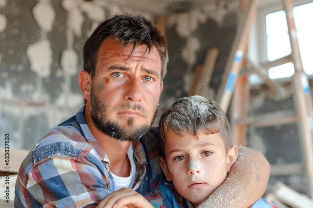 Father and Son at Work: Construction Site Safety Stock Photo | Adobe Stock