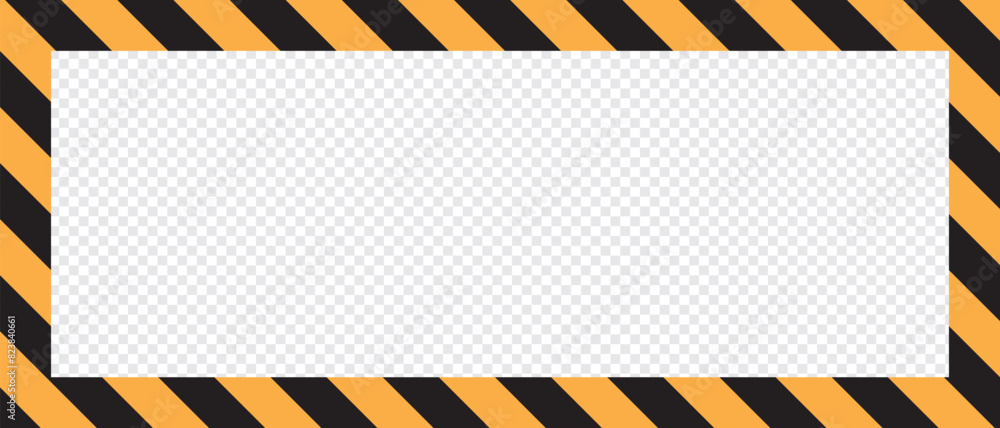 Yellow and black caution tape square frame, warning sign border ...