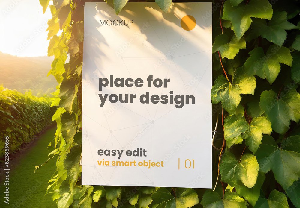 Poster Page with Vine Plants Green Forest Sunlight Mockup 02 Generative ...