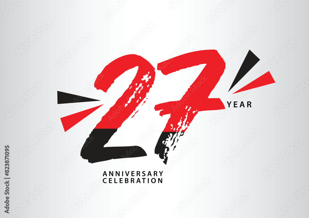 27 year anniversary celebration logotype vector, 27 number design, 27th ...