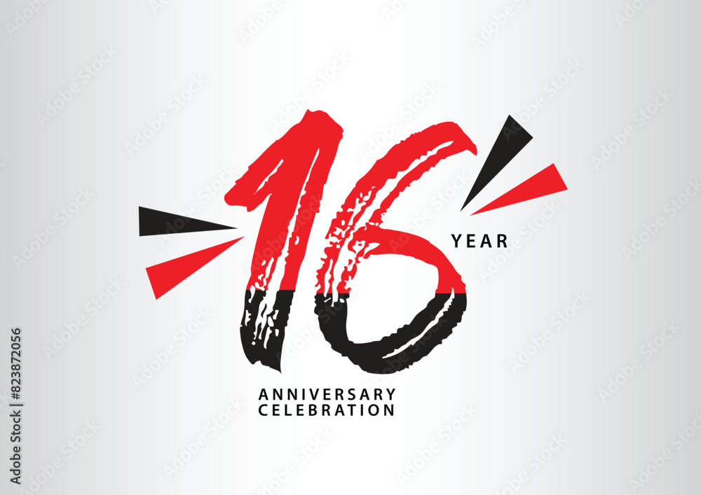 16 year anniversary celebration logotype vector, 16 number design, 16th ...