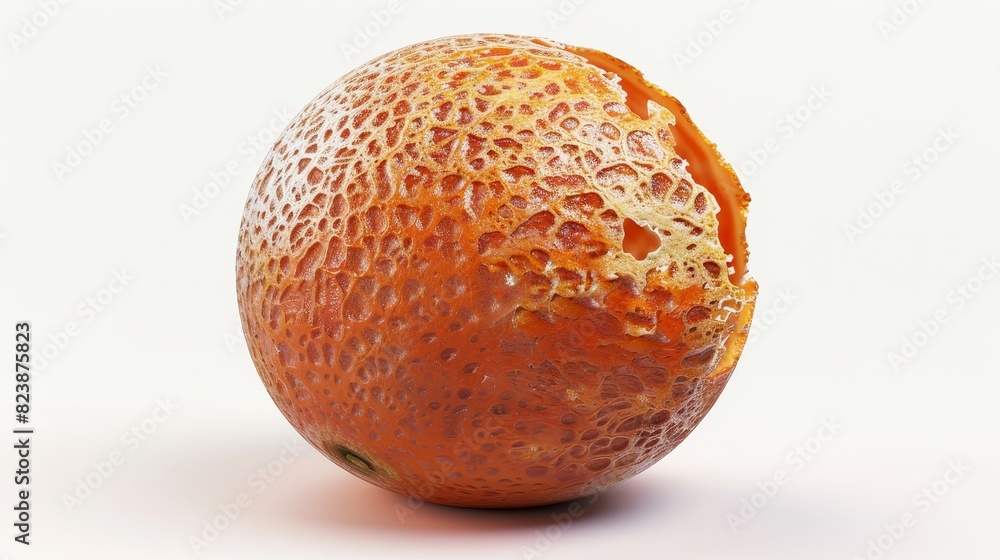 Wide-angle perspective of a juiceless orange, in finely detailed 3D CG ...