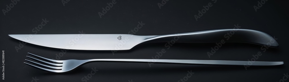 The knife, with its cuttingedge design, lay beside the futuristic fork ...