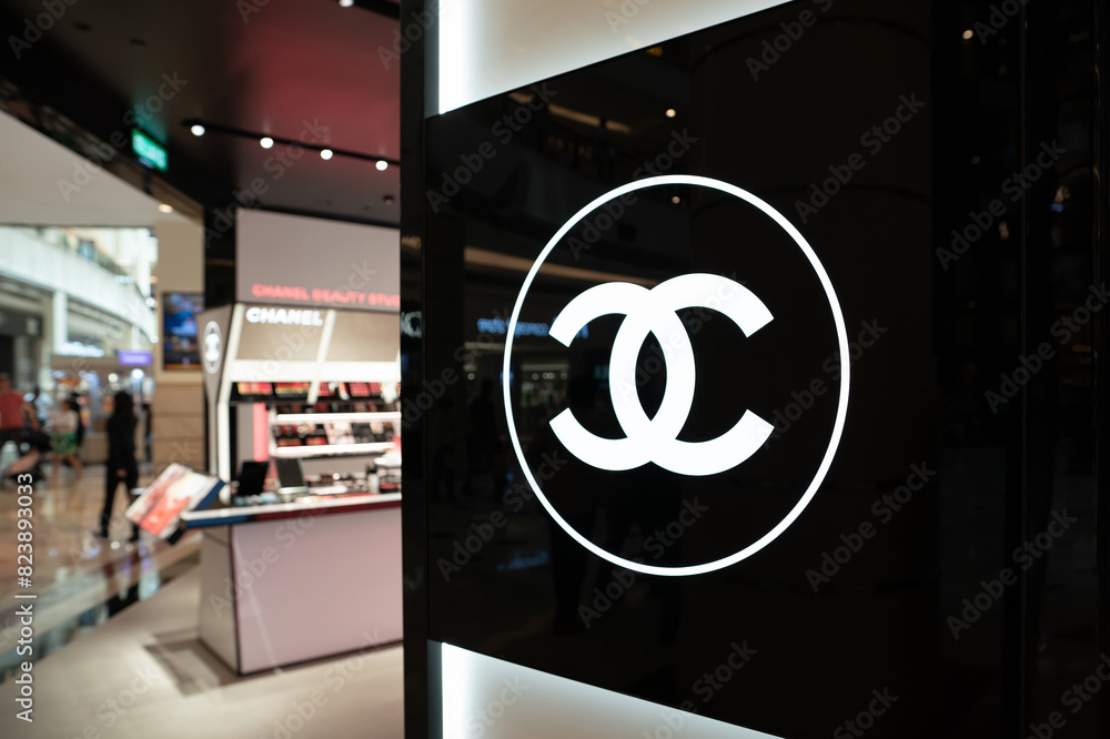 KUALA LUMPUR, MALAYSIA - MARCH 15, 2023: close up shot of Chanel sign ...