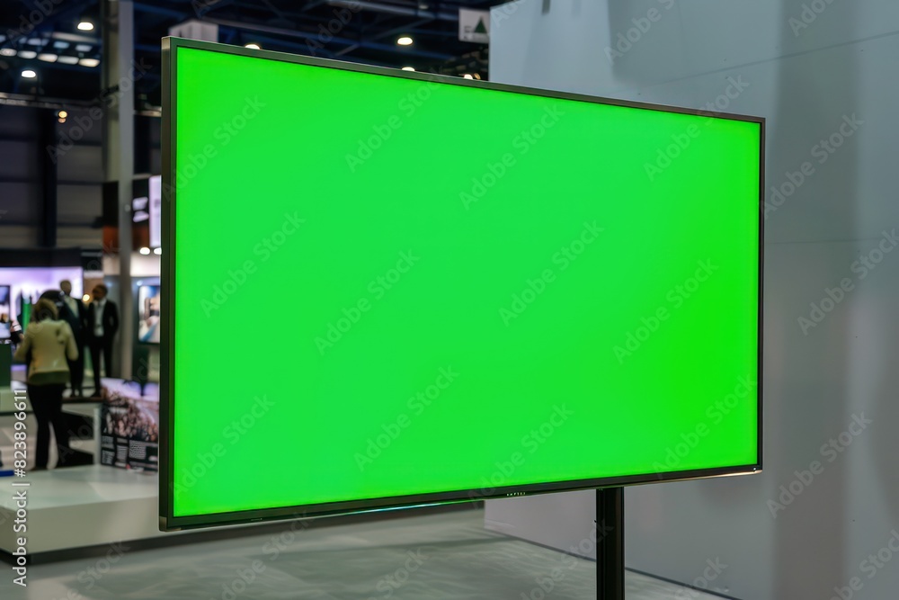 monitor with a green screen in exhibition booth Stock Illustration ...