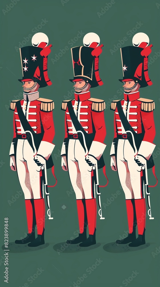 Toy soldier collection flat design side view historical hobby theme ...