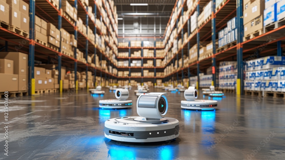 Multiple robotic units equipped with AI navigation systems operating ...