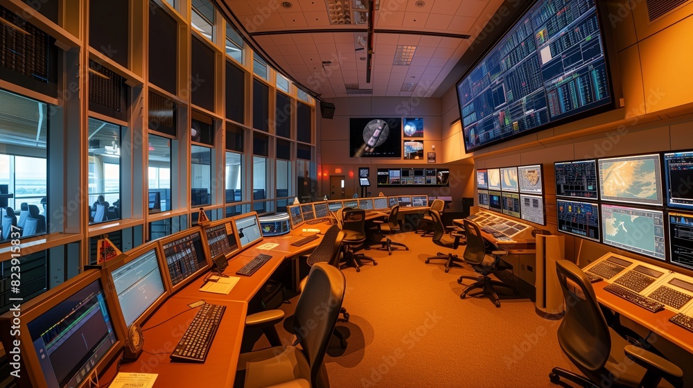 Detailed Photo of a Light Tan Rocket Launch Control Center ...