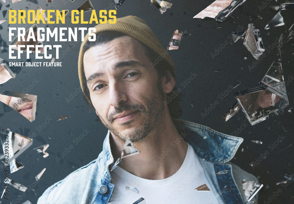 Broken Glass Fragments Effect With Generative AI Stock Template | Adobe ...