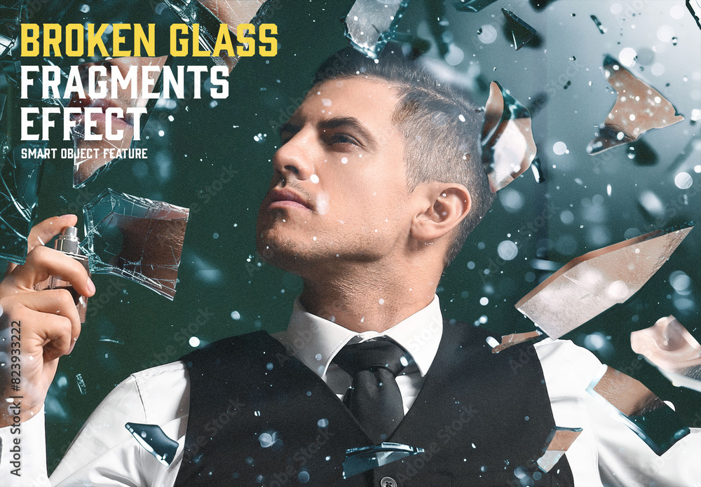 Broken Glass Fragments Effect With Generative AI Stock Template | Adobe ...