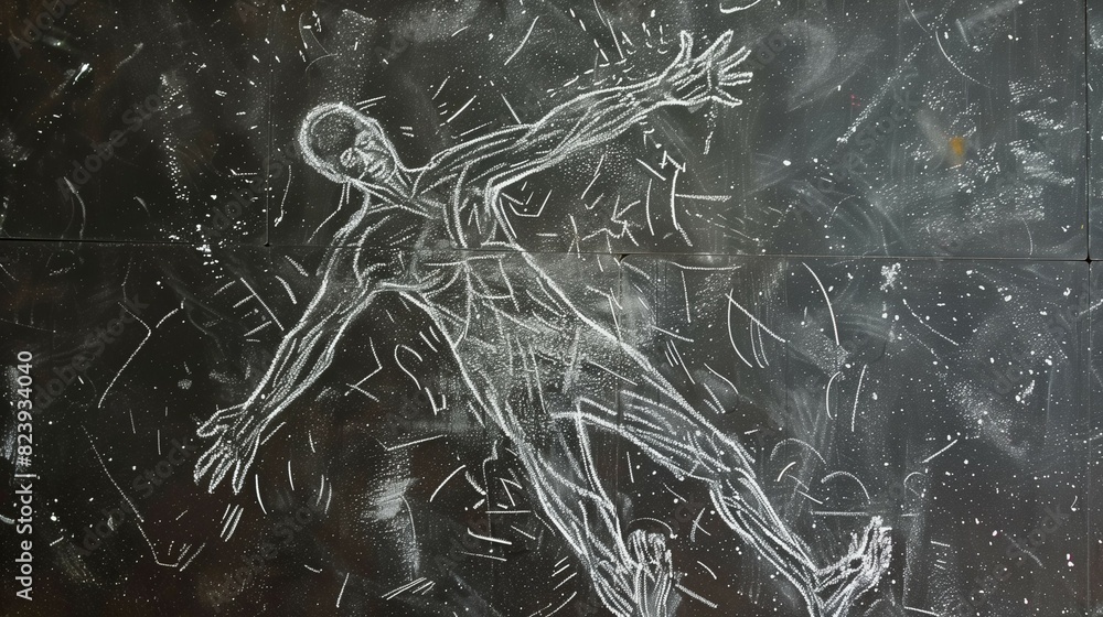 Human body outline in white chalk Stock Illustration | Adobe Stock