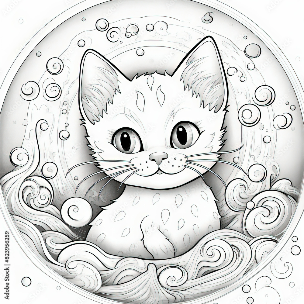 Cute Cat Coloring Pages for Kids: Printable Adorable Designs for Fun ...