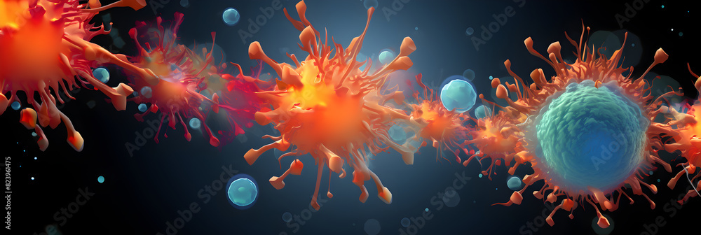 A vivid visual representation of cancer cells overpowering a dormant ...