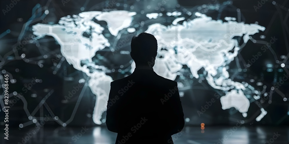 Politician in Control Room Observes Global Events on World Maps ...