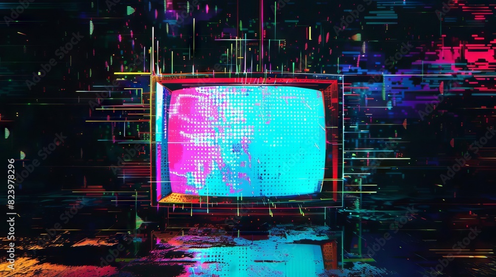 glitchy static noise overlay retro crt tv screen effect vfx background ...