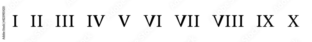 Set of black Roman numerals from 1 to 10. Vector isolated on a white ...