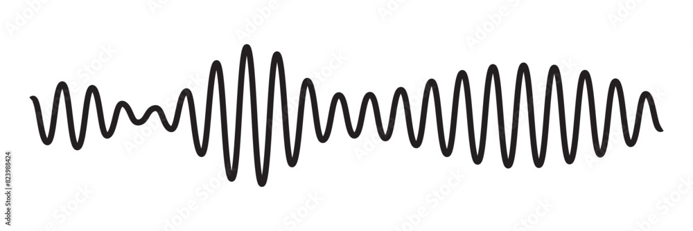 Radio Wave icon. Monochrome simple sound wave on transparent background ...