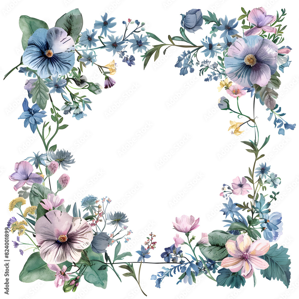 Watercolor Flower Frame: Beautiful Hand-Painted Floral Border for ...