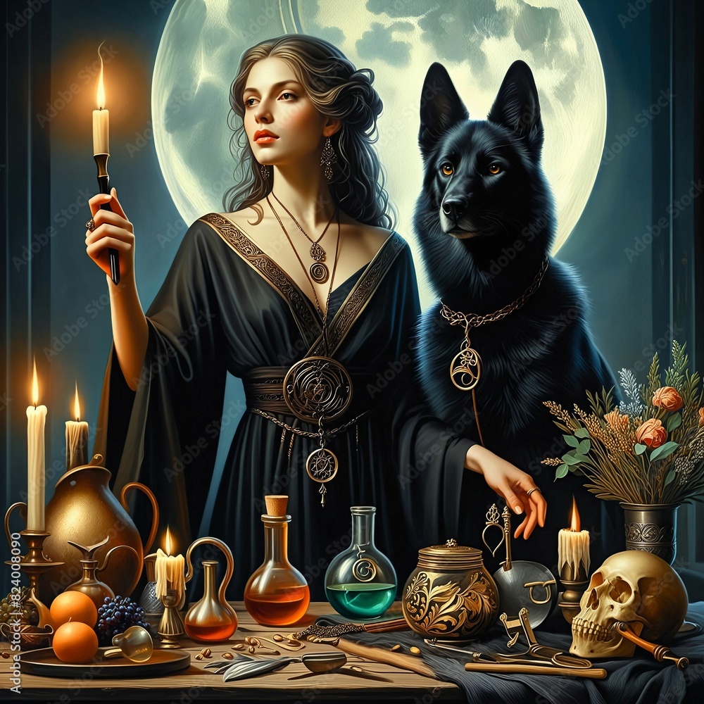 Hecate goddess of magic, the moon, animals, necromancy. Titan and ...