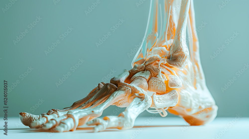 Meticulously detailed anatomical model of the human feet and lower legs ...