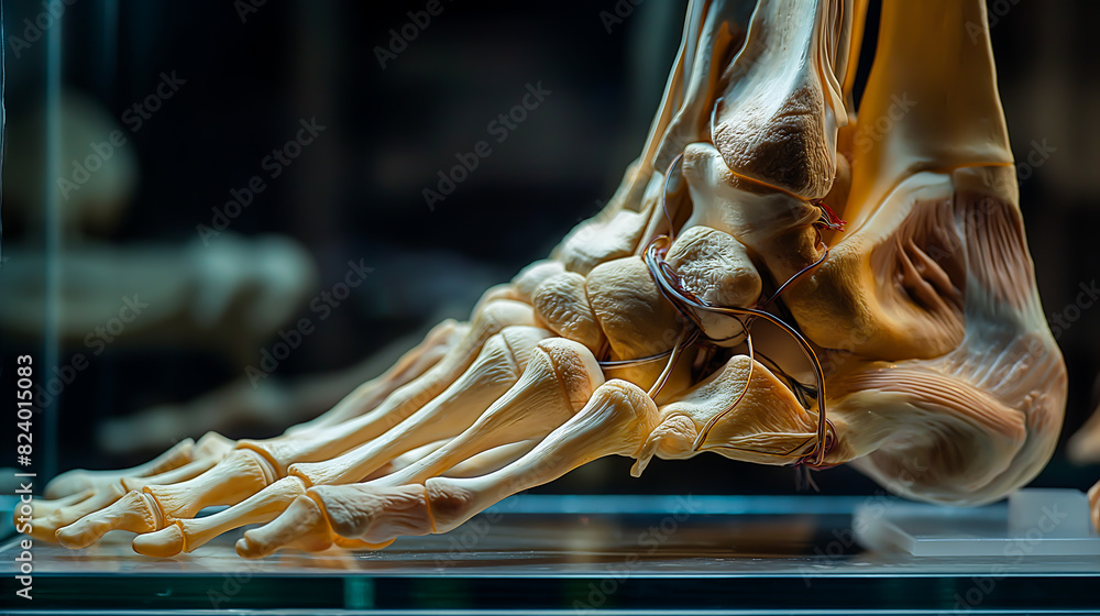 Meticulously detailed anatomical model of the human feet and lower legs ...