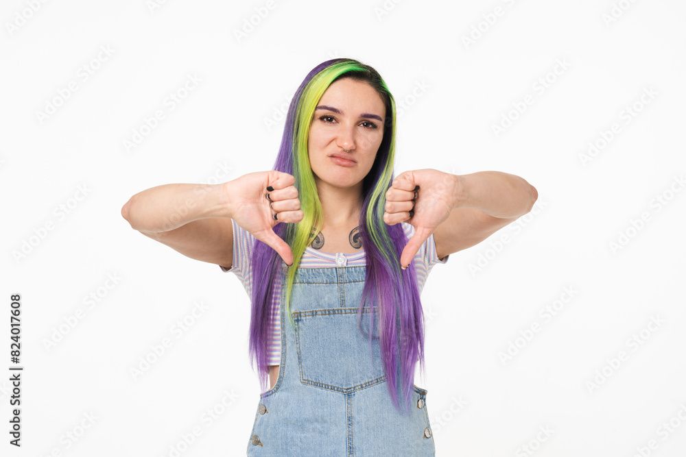 Disappointed sad angry offended caucasian young teenage woman girl ...