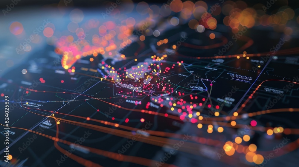 A logistics data dashboard with an interactive supply chain map ...