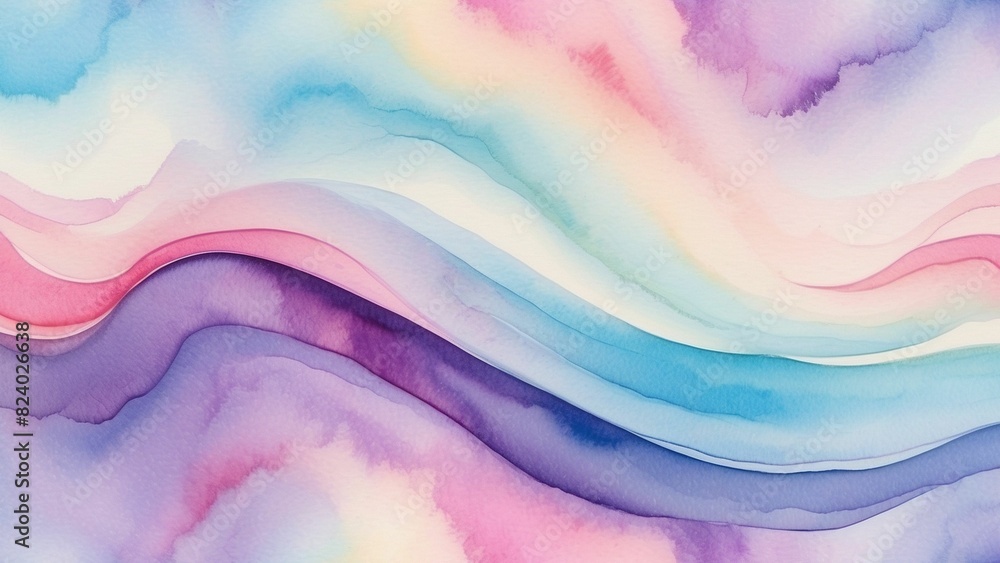 Watercolor wavy blue, purple, pink, lilac background, empty space ...