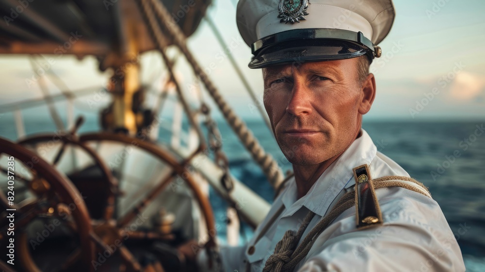 The picture of the military working as the marine captain for sailing ...