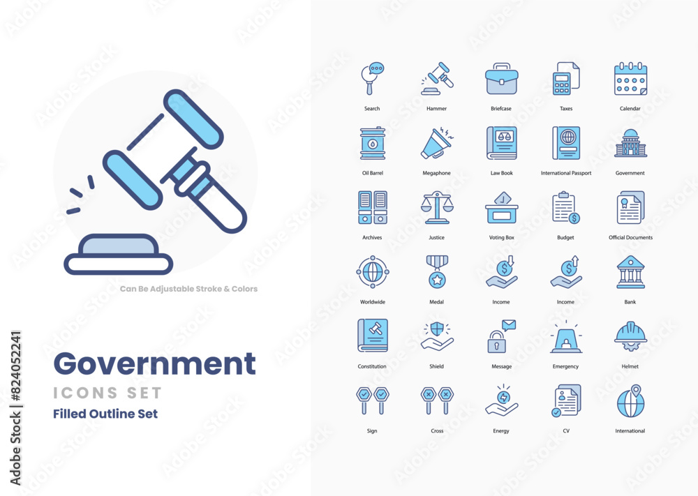 government icons collection. Set contains such Icons as Flag, Capitol ...
