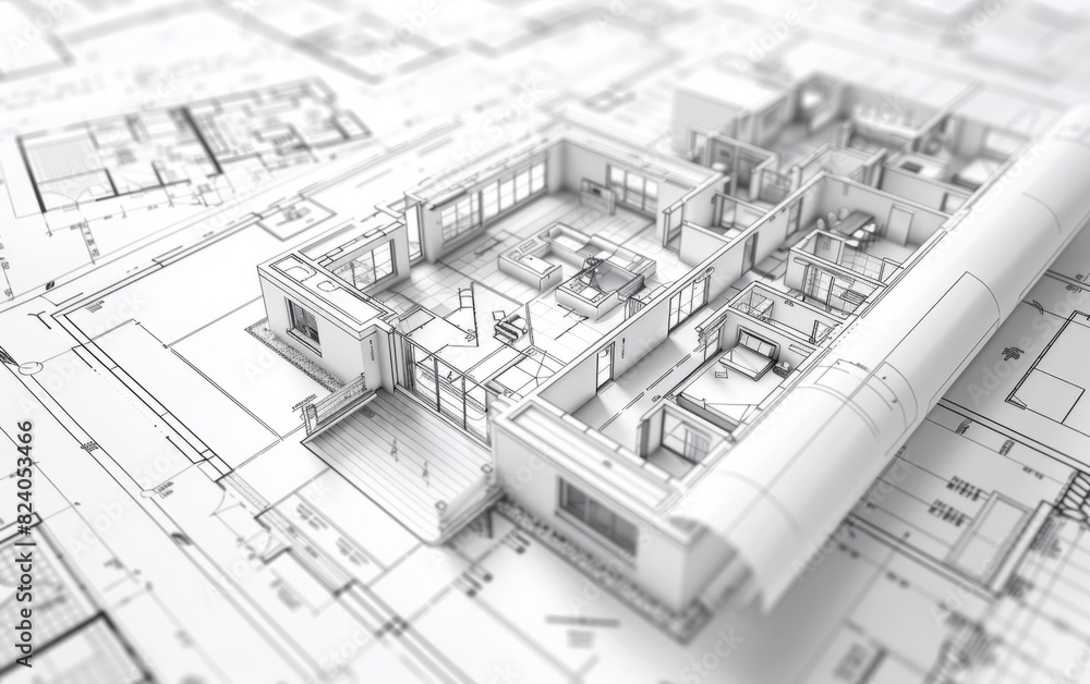 Architectural blueprint of a residential house layout. Stock ...