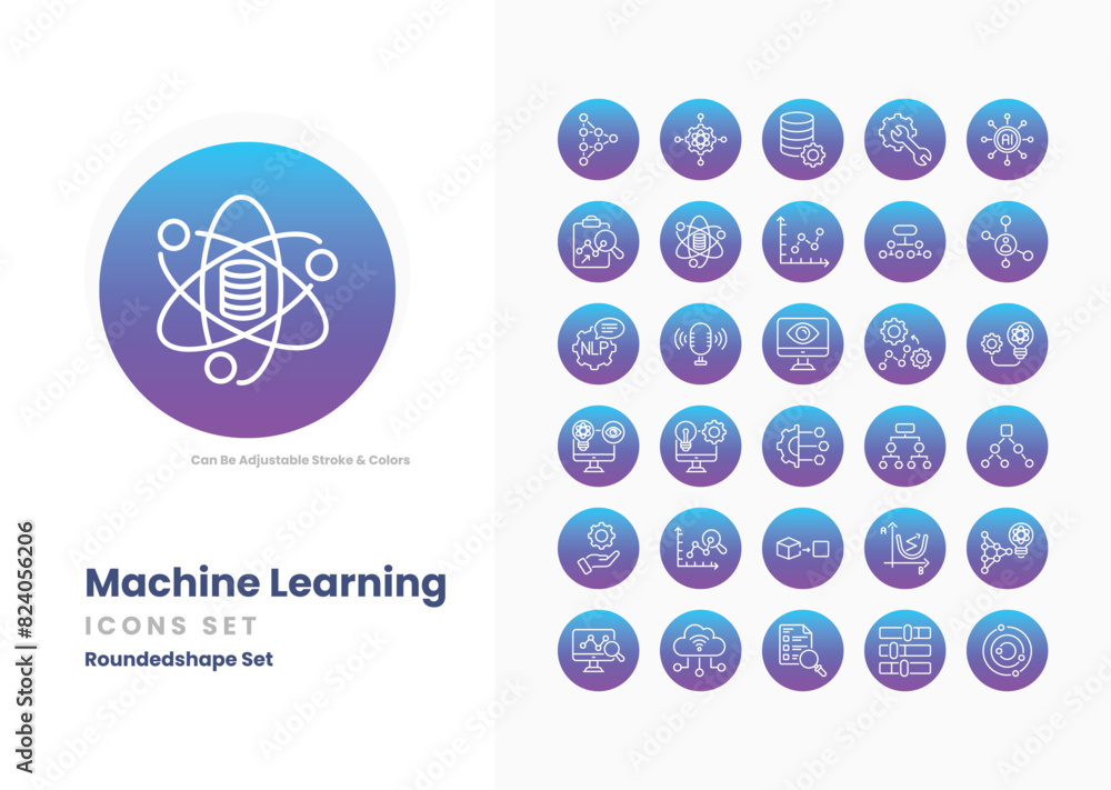 Machine Learning Icons Collection Set Contains Such Icons As Algorithm