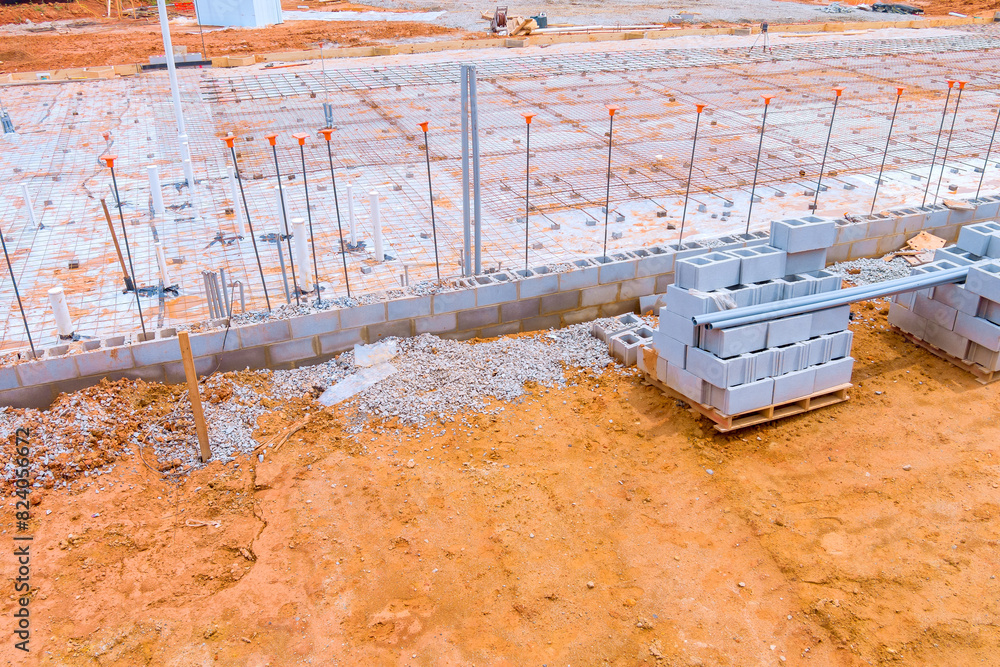 As of now, concrete is ready to be poured on top reinforcement metal ...