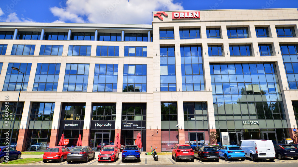 Warsaw, Poland. 18 May 2024. PKN Orlen. The headquarters of the Polish ...