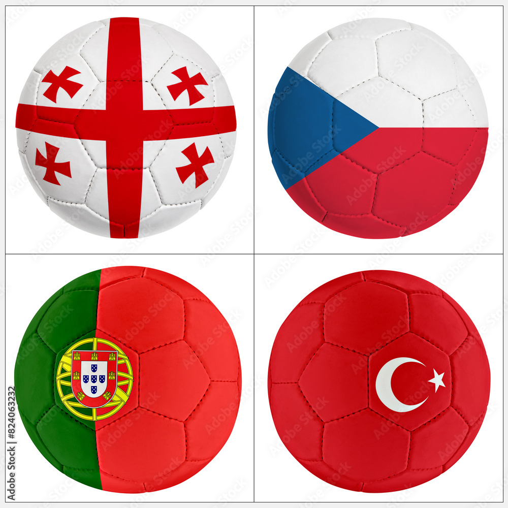 Euro Cup, group a soccer balls with georgia, turkey, portugal and czech ...