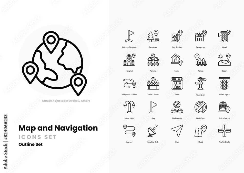 Map and navigation icons collection. Set contains such Icons as Map, Navigation, GPS, Compass ...