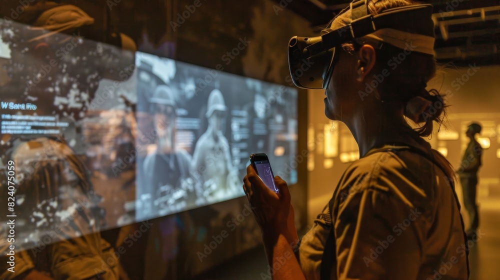 Visitors follow a guided virtual tour of a World War II exhibit using ...