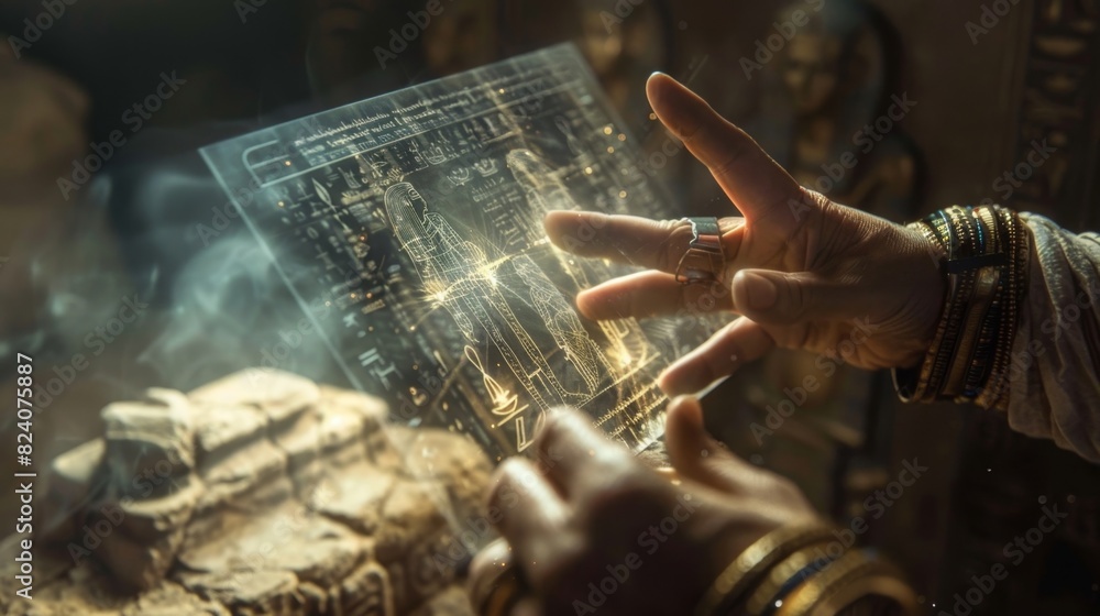 With the help of a holographic database an archaeologist pieces ...